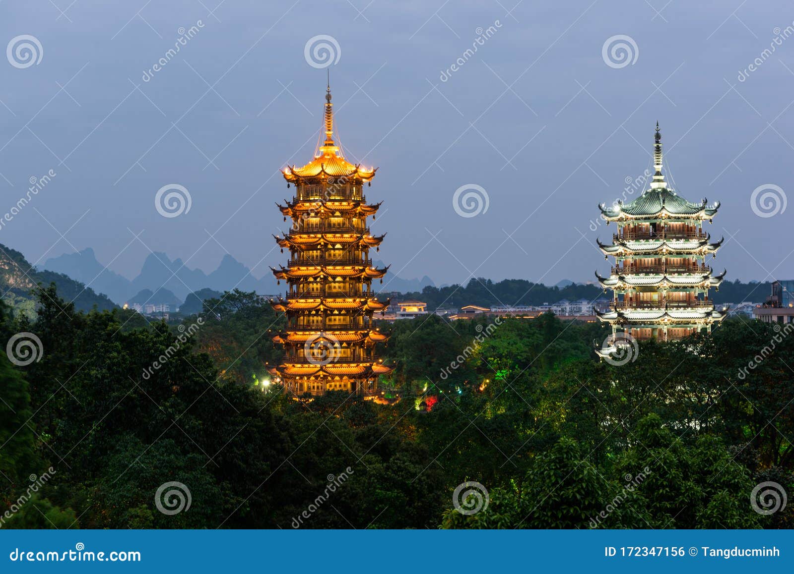 Chinese Temple in Guilin China Stock Photo - Image of asia, light ...