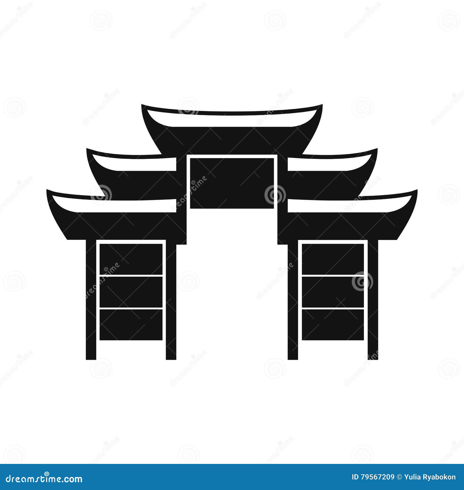 Chinese Temple Icon, Simple Style Stock Vector - Illustration of asian ...