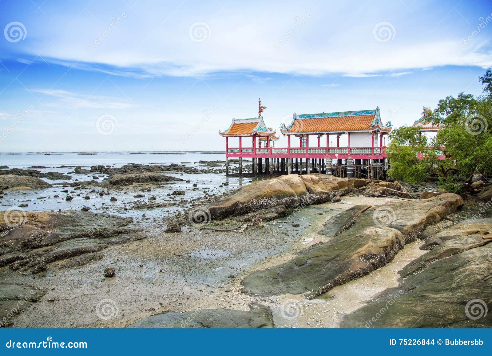 Chinese Temple Inside the Sea Stock Photo - Image of asia, leaf: 75226844