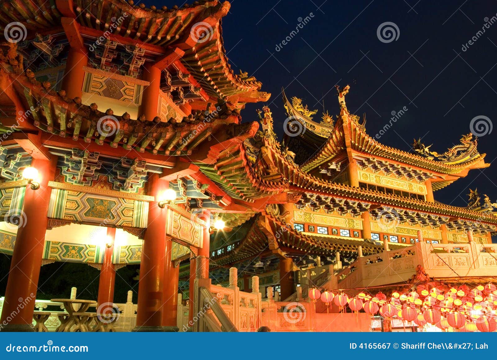 Chinese Temple at Night stock image. Image of lantern - 4165667