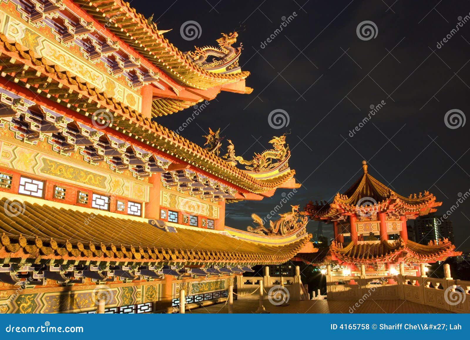 Chinese Temple at Night stock photo. Image of east, devotion - 4165758