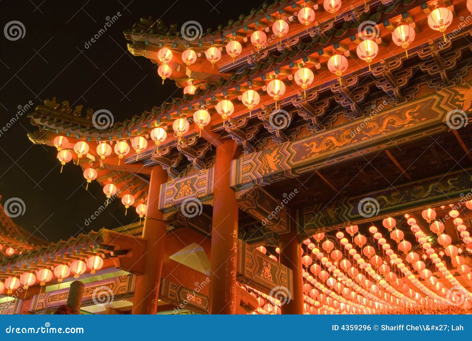 Chinese Temple at Night stock photo. Image of incense - 4359296