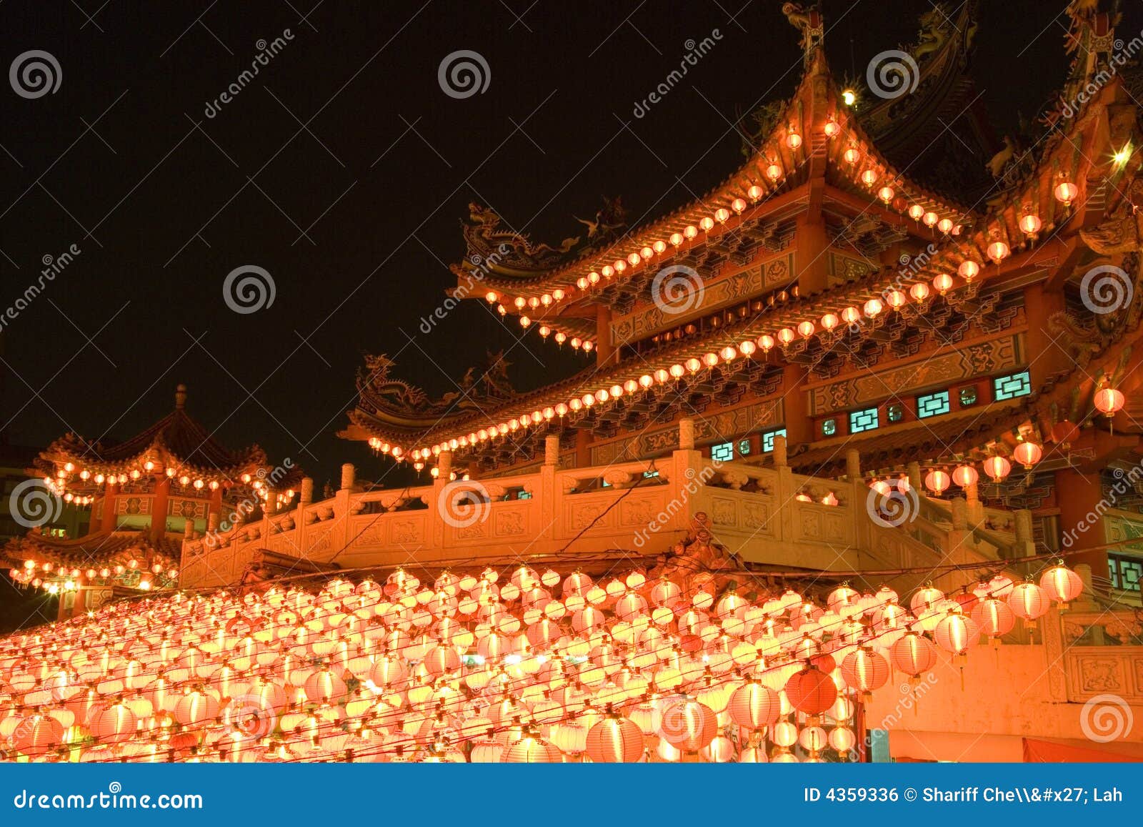 Chinese Temple at Night stock photo. Image of character - 4359336
