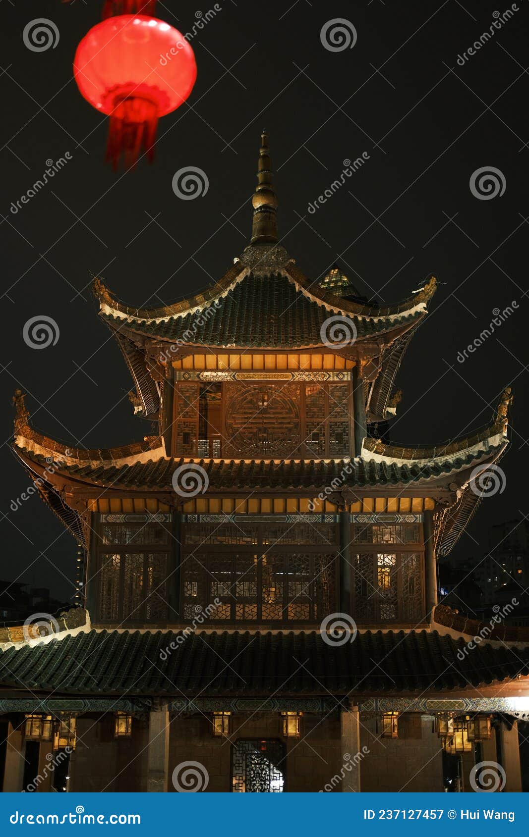 Chinese temple at night stock image. Image of temple - 237127457