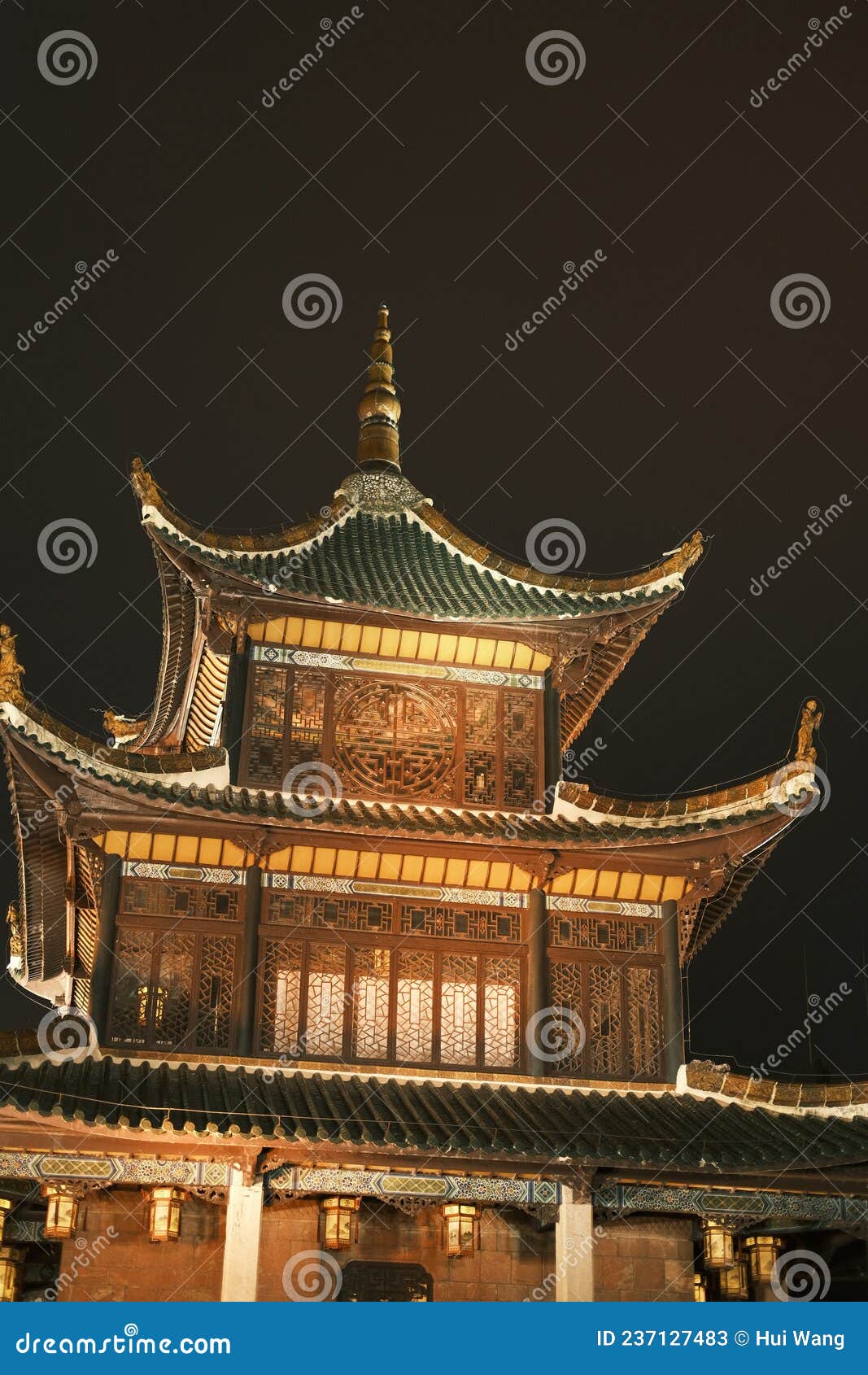 Chinese temple at night stock image. Image of ancient - 237127483