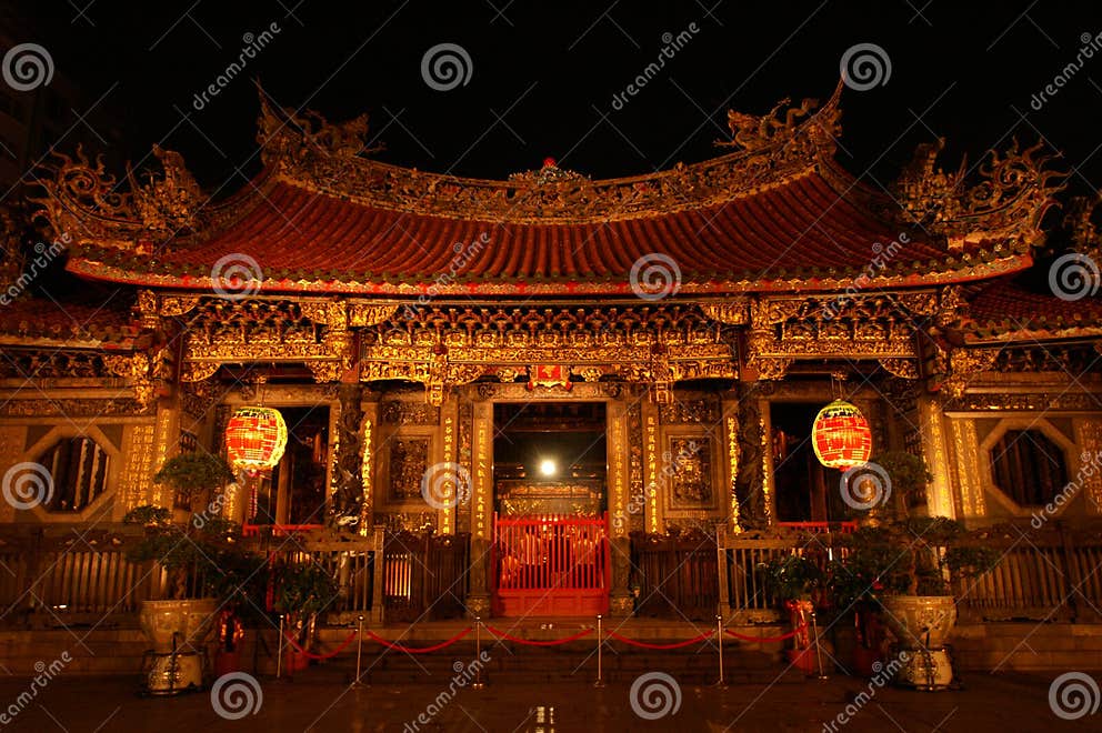 Chinese Temple Night Scene stock photo. Image of asia - 5280576