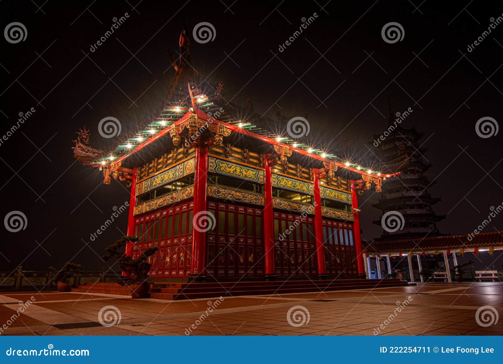 Chinese Temple at Night Scene Stock Image - Image of malaysia ...