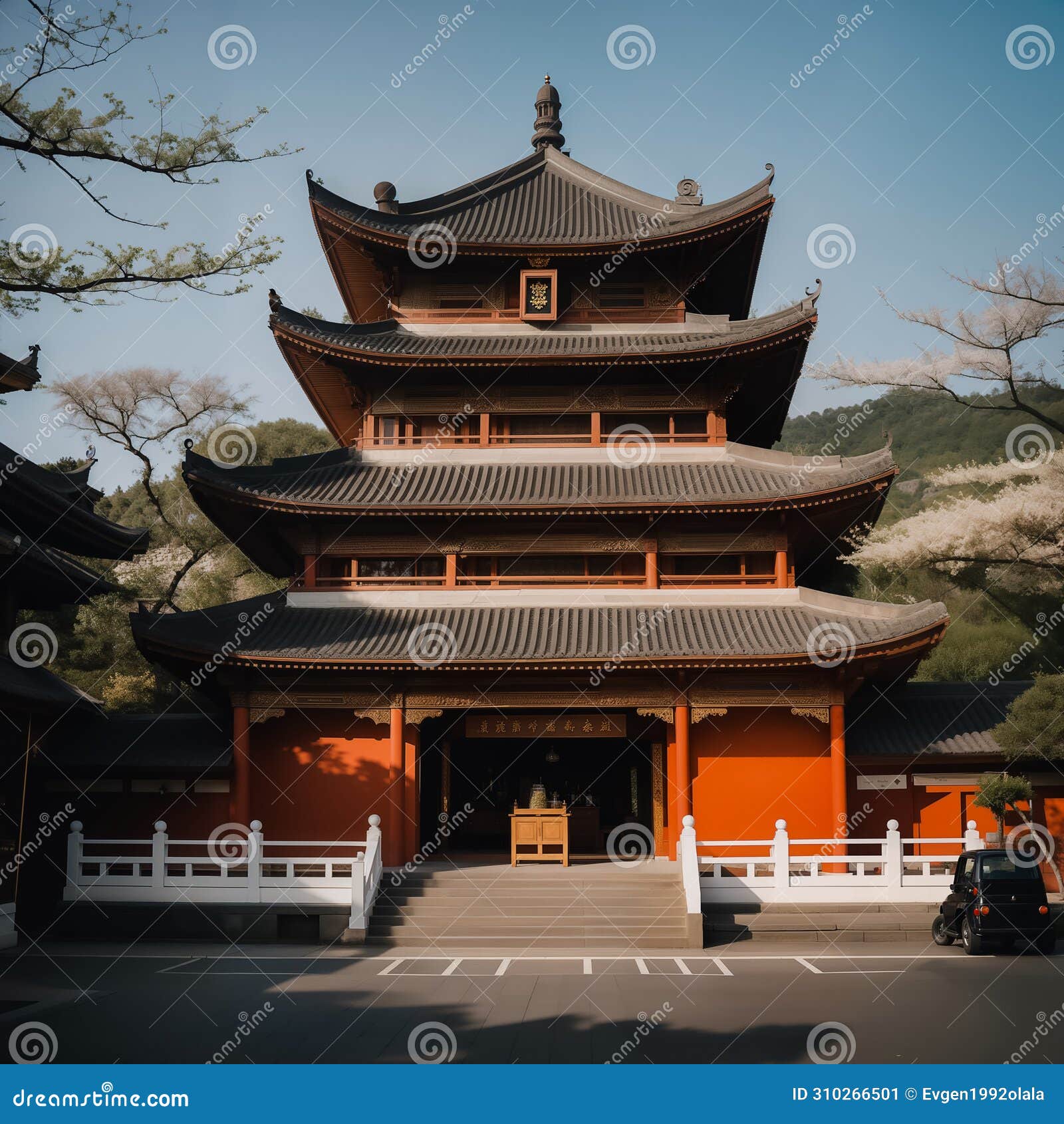 Chinese Temple without People. Generative AI Stock Illustration ...