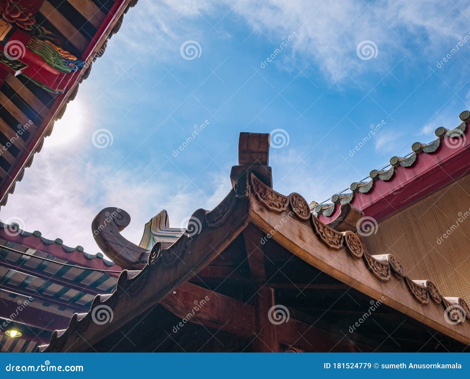 Chinese Temple Rooftop stock image. Image of natural - 181524779