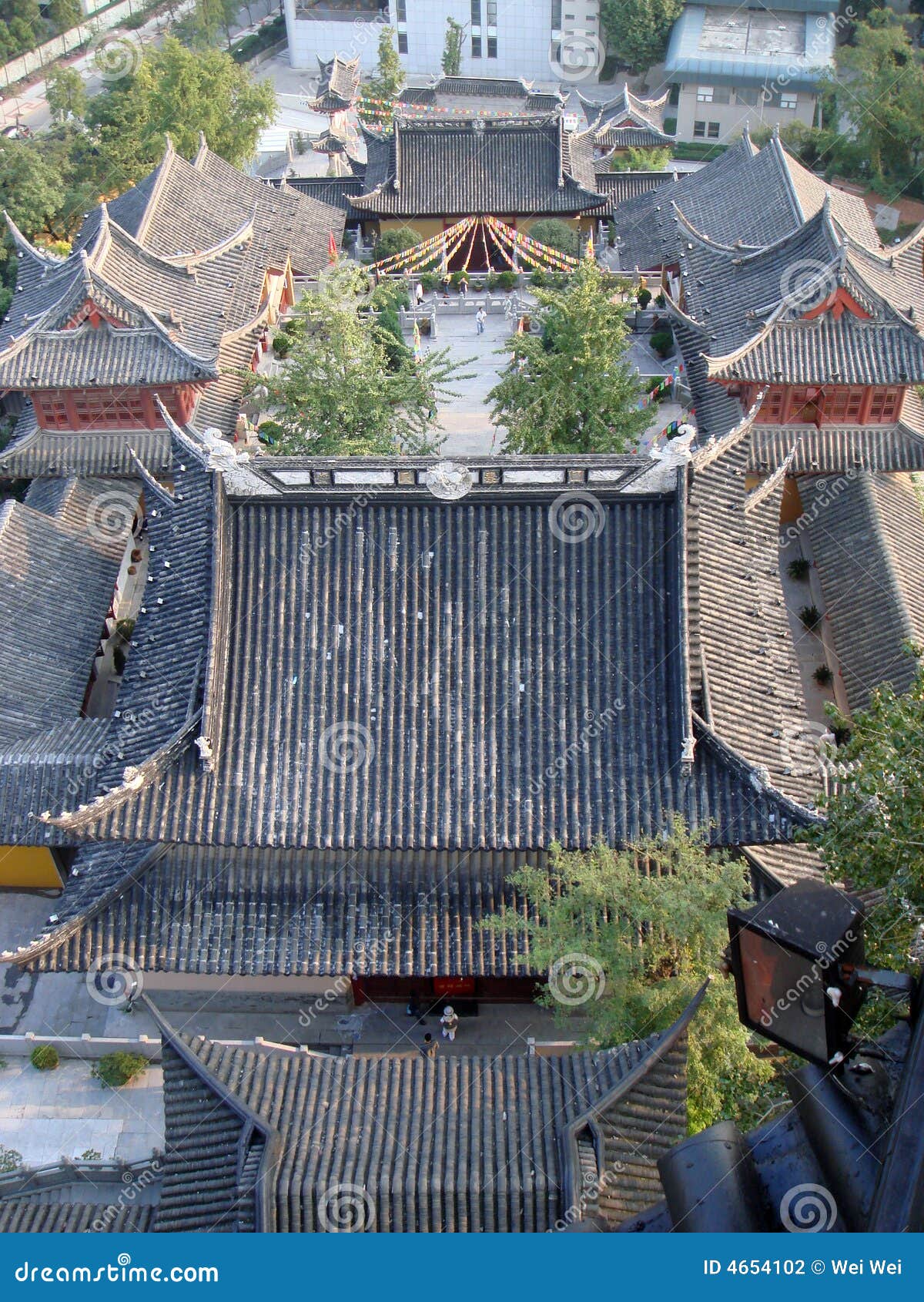 Chinese Temple Rooftop View Stock Photo - Image of tiled, building: 4654102