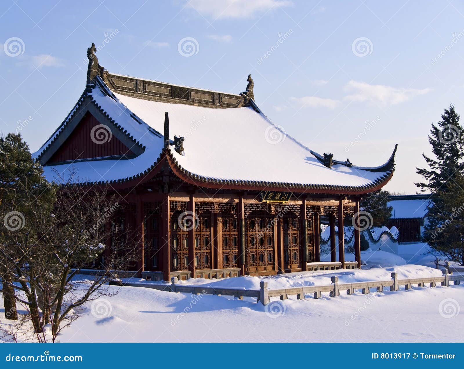 Chinese Temple in the Snow stock image. Image of building - 8013917