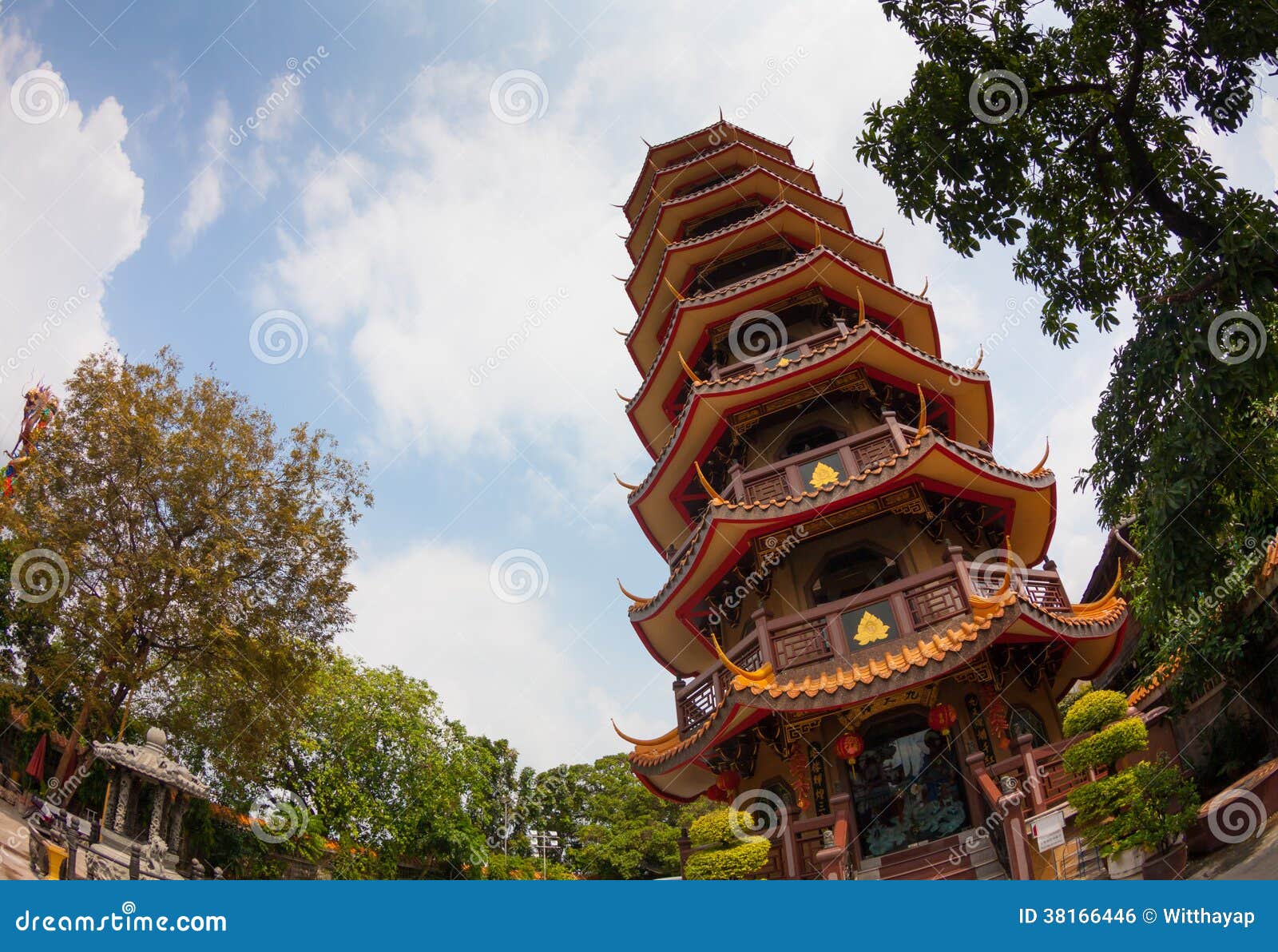 Chinese Temple in Thailand stock photo. Image of landscape - 38166446