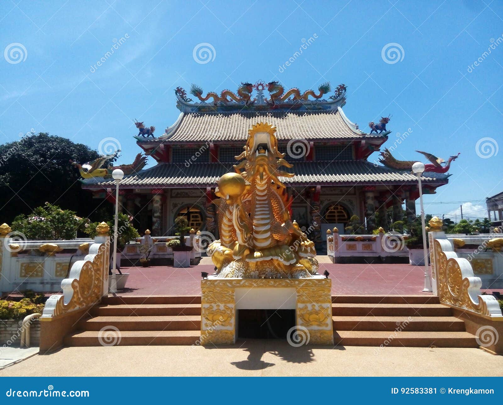 Chinese temple Tiger stock image. Image of beautiful - 92583381