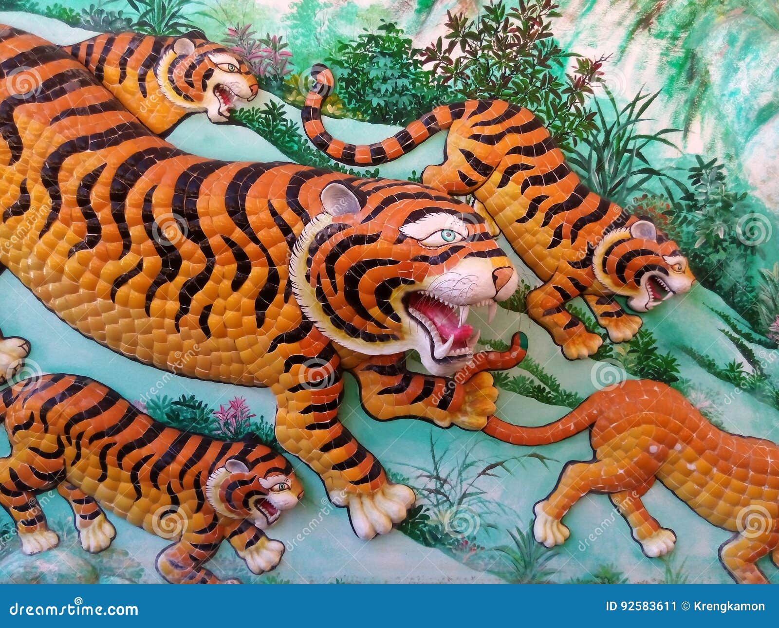 Chinese temple Tiger stock image. Image of buddhism, nature - 92583611