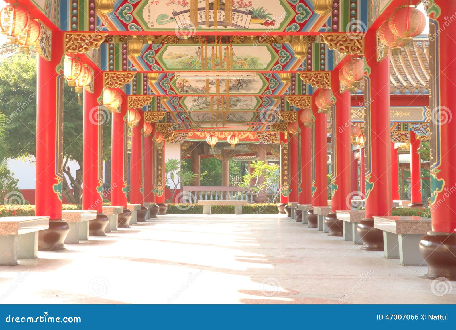 Chinese temple walk way stock photo. Image of palace - 47307066