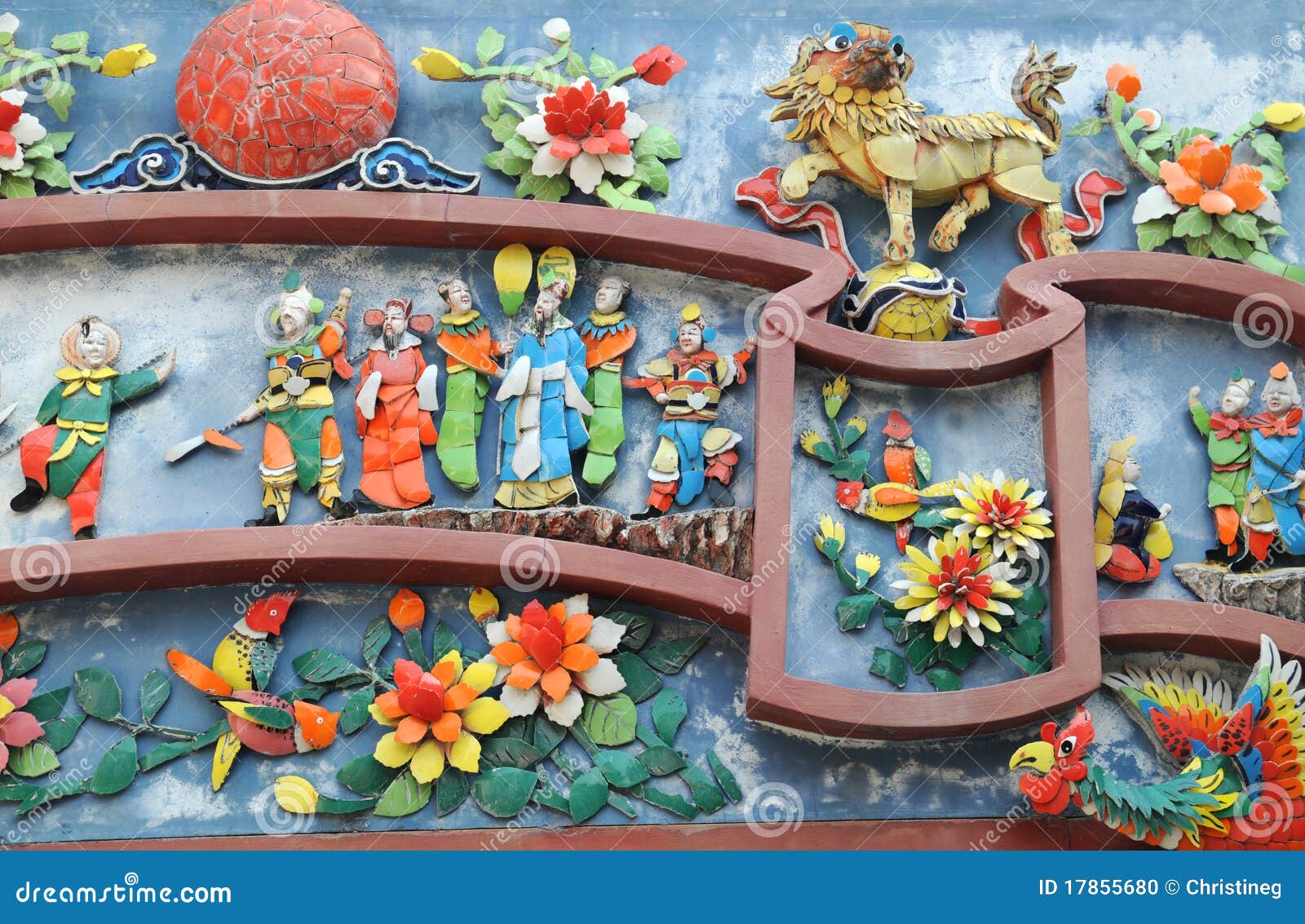 Chinese temple wall detail stock photo. Image of flowers - 17855680
