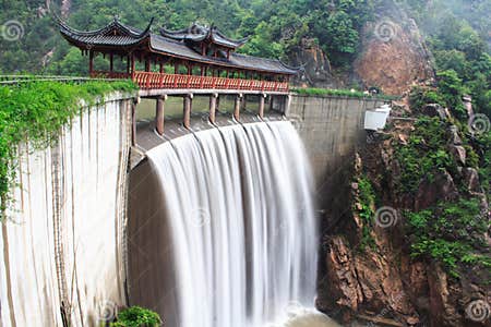 Chinese Temple with Waterfall Stock Image - Image of green, peace: 8177651
