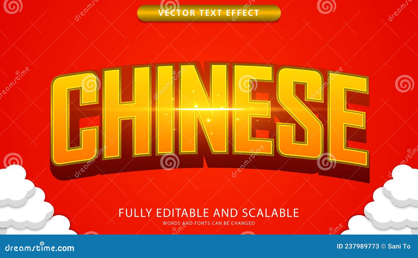 Chinese Text Effect Editable Eps File Stock Vector - Illustration of ...