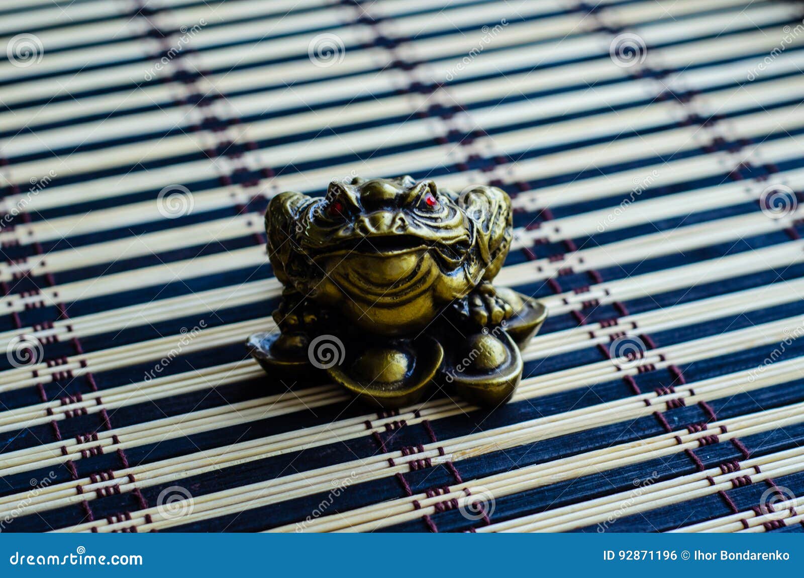 Chinese toad on bamboo mat stock photo. Image of fengshui - 92871196