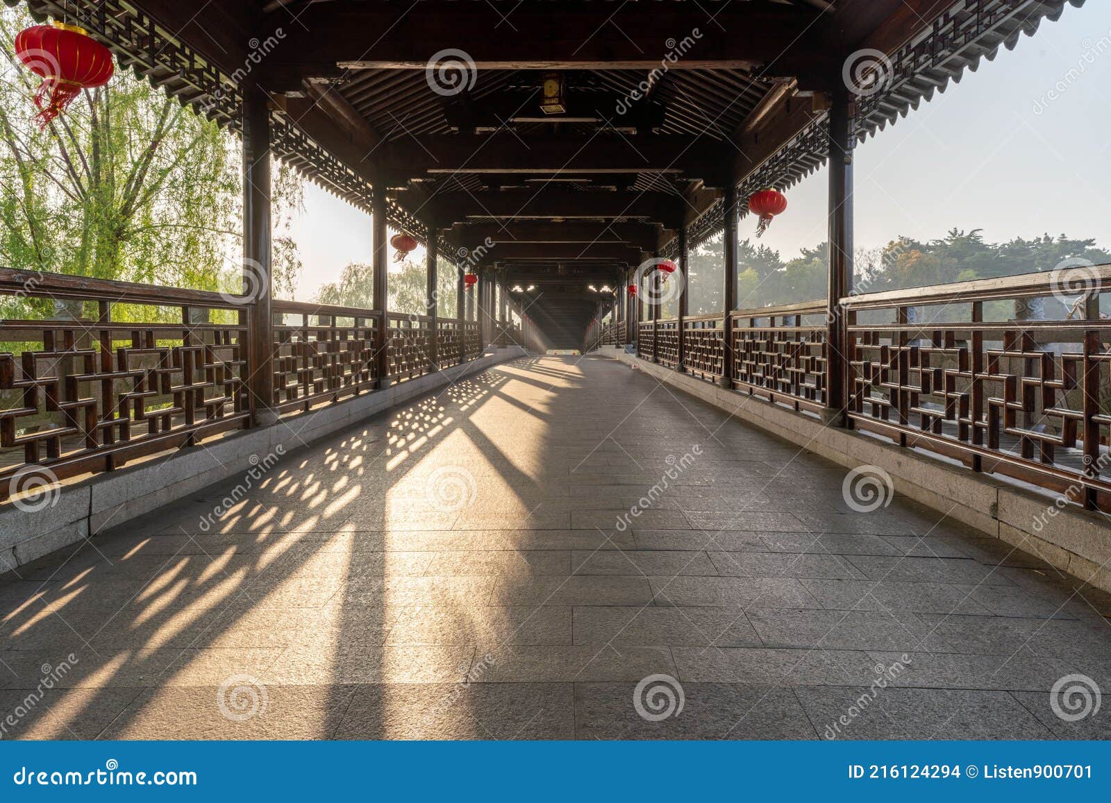 Chinese Traditional Ancient Covered Bridge Stock Photo - Image of ...