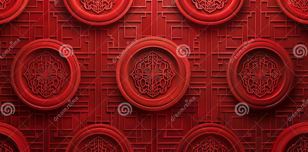Chinese Traditional Background, Red Textured Pattern with Abstract ...
