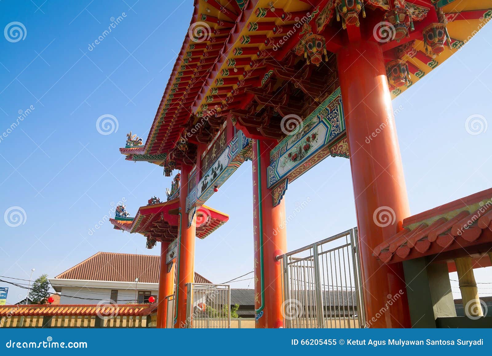 Chinese Traditional Big Front Gate Stock Image - Image of gate, clouds ...