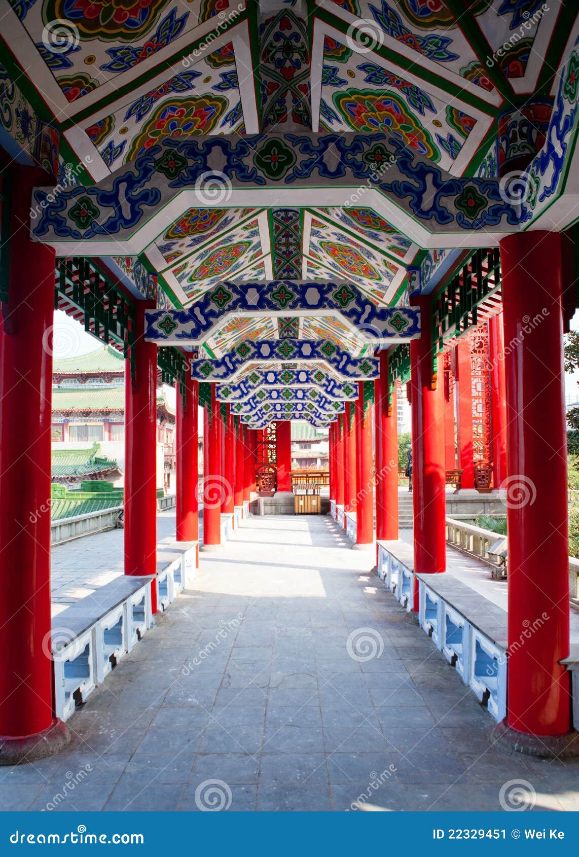 Chinese Traditional Corridor Stock Image - Image of architectural, park ...