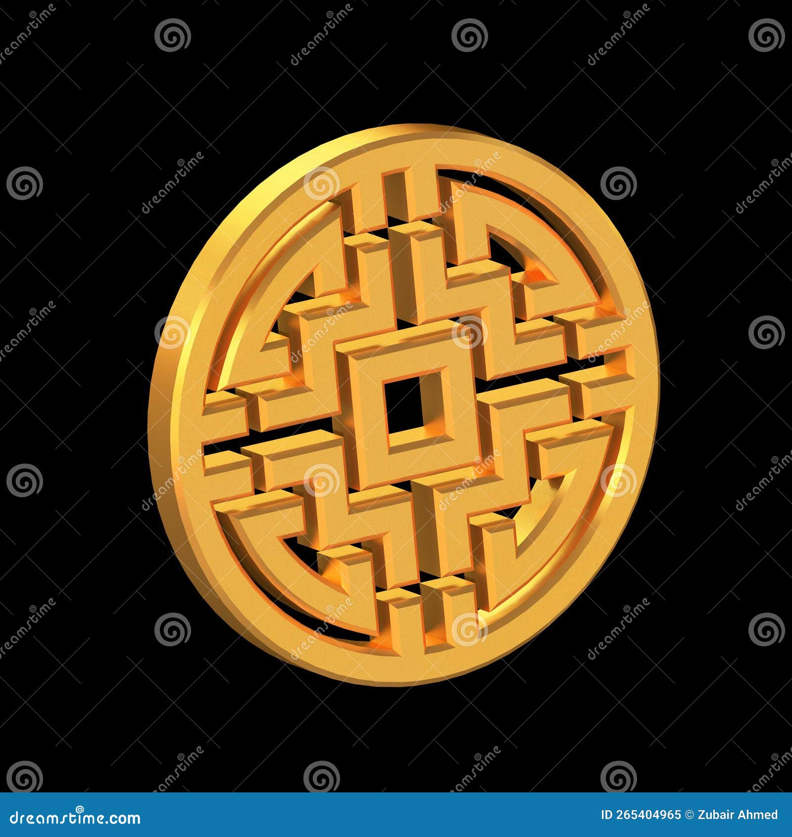 Chinese Traditional 3D Icon Isolated on Black Background, Gold Texture ...