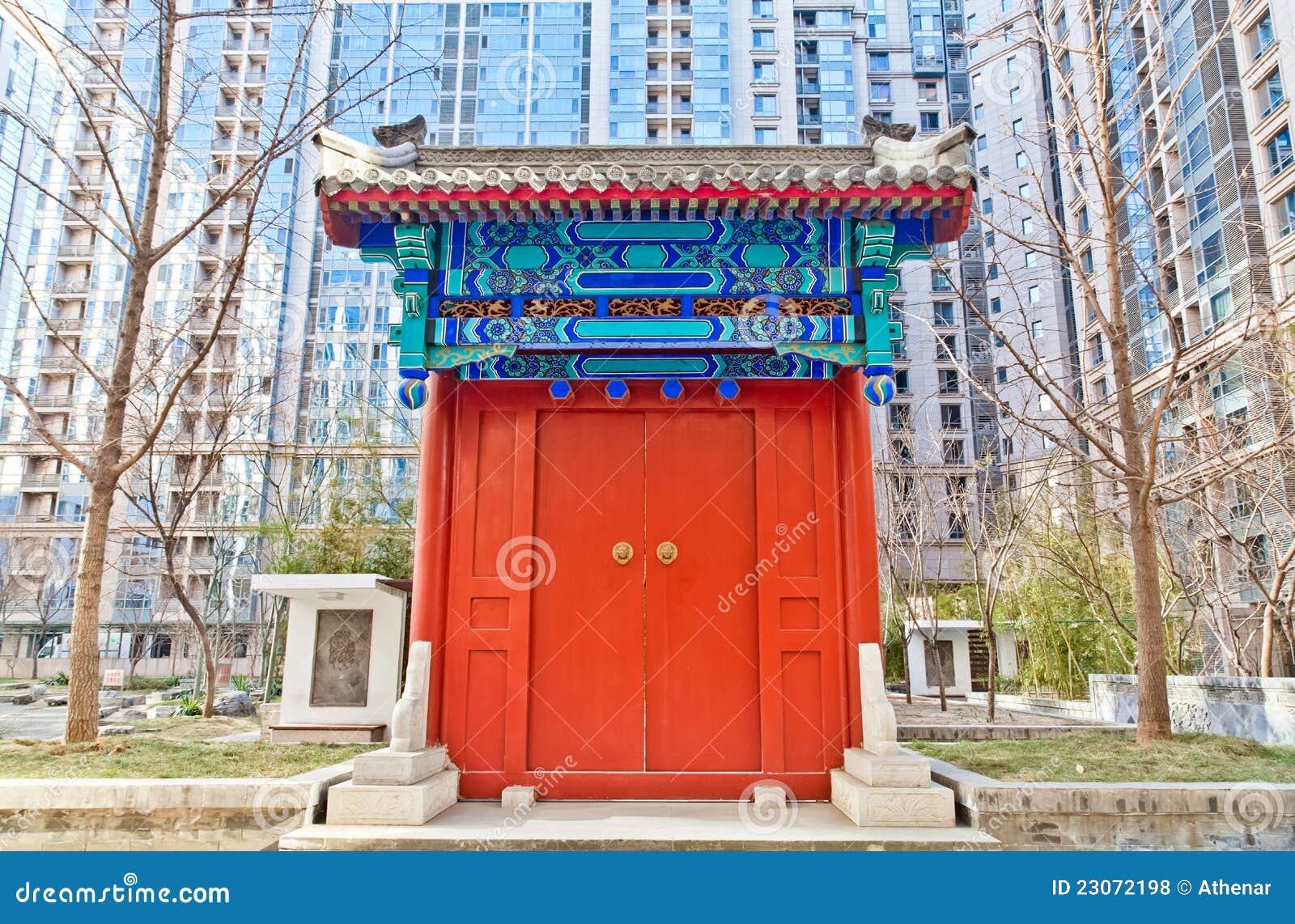 Chinese Traditional Door in Modern Building Stock Photo - Image of ...