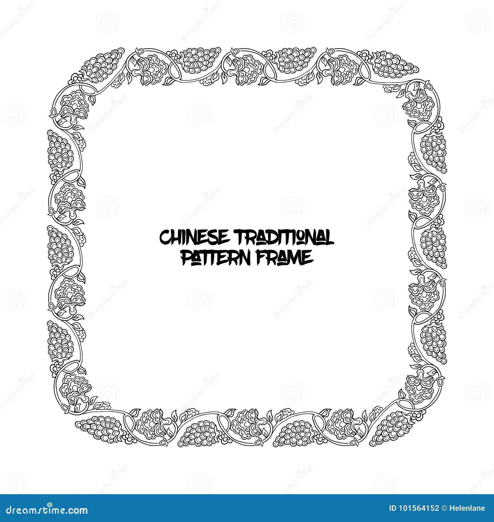 Chinese Traditional Floral Pattern Frame for Text. Stock Illustration ...