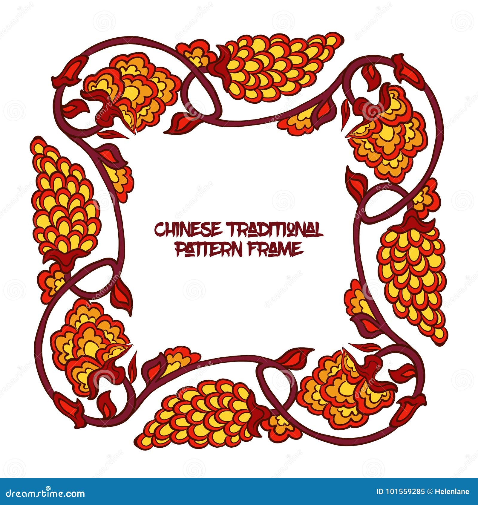 Chinese Traditional Floral Pattern Frame for Text. Stock Vector ...