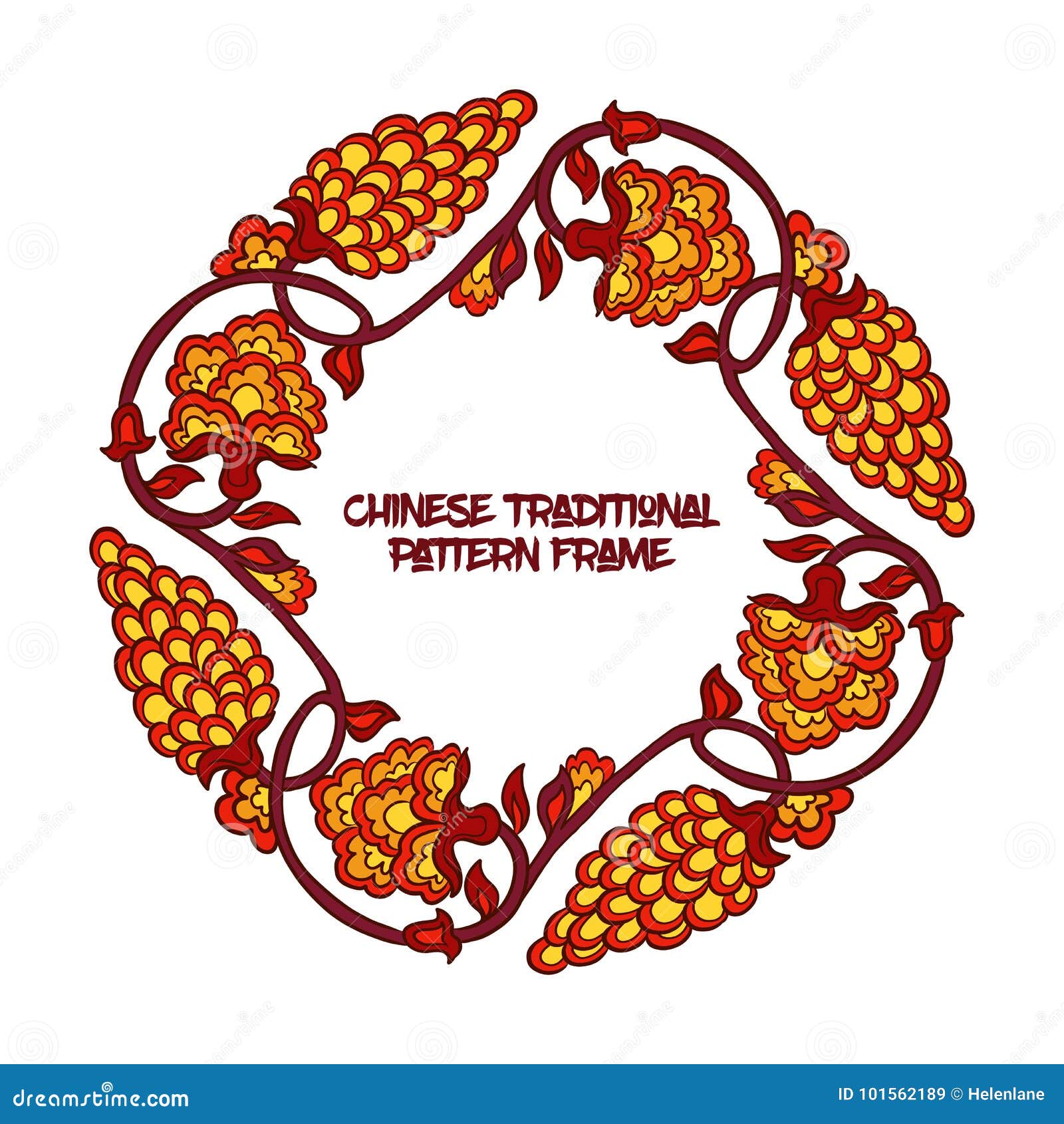 Chinese Traditional Floral Pattern Frame for Text. Stock Vector ...
