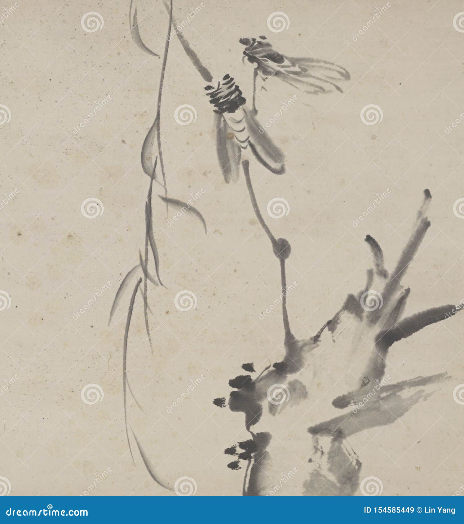 Chinese Traditional Ink Painting Stock Illustration - Illustration of ...