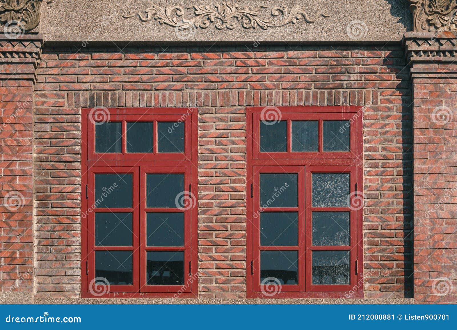 Chinese Traditional Red Brick Wall and Windows Background Stock Image ...