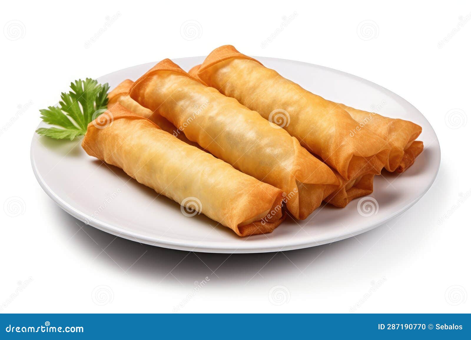 Chinese Traditional Spring Rolls on on the Plate, Ready To Be Served ...