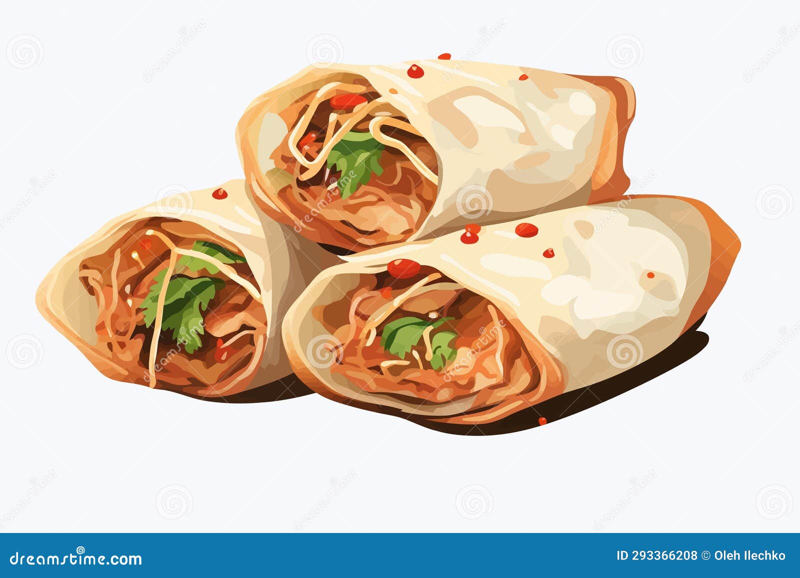 Chinese Traditional Spring Rolls Vector Flat Isolated Illustration ...