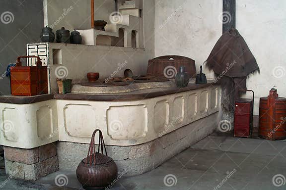 Chinese Traditional Style Kitchen Stock Image - Image of china, living ...