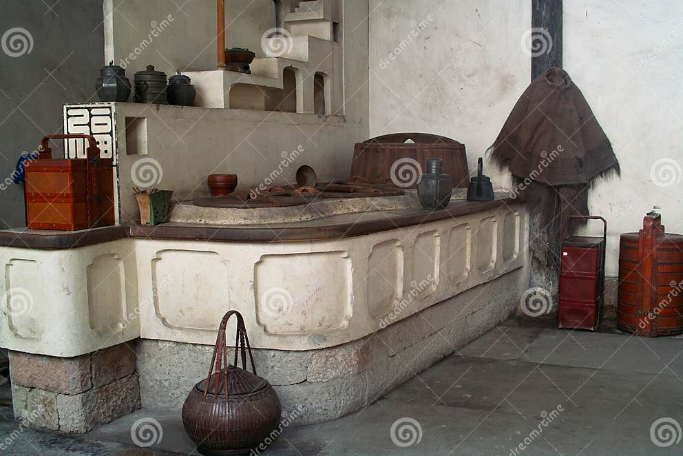 Chinese Traditional Style Kitchen Stock Image - Image of china, living ...