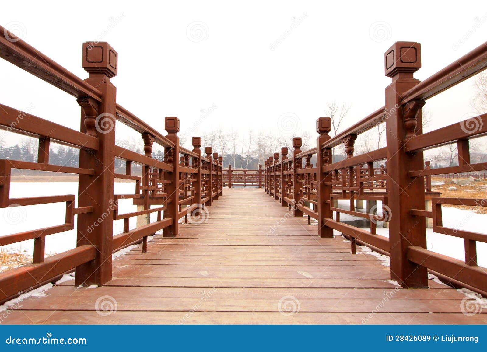 Chinese Traditional Style Wooden Bridge Stock Image - Image of life ...