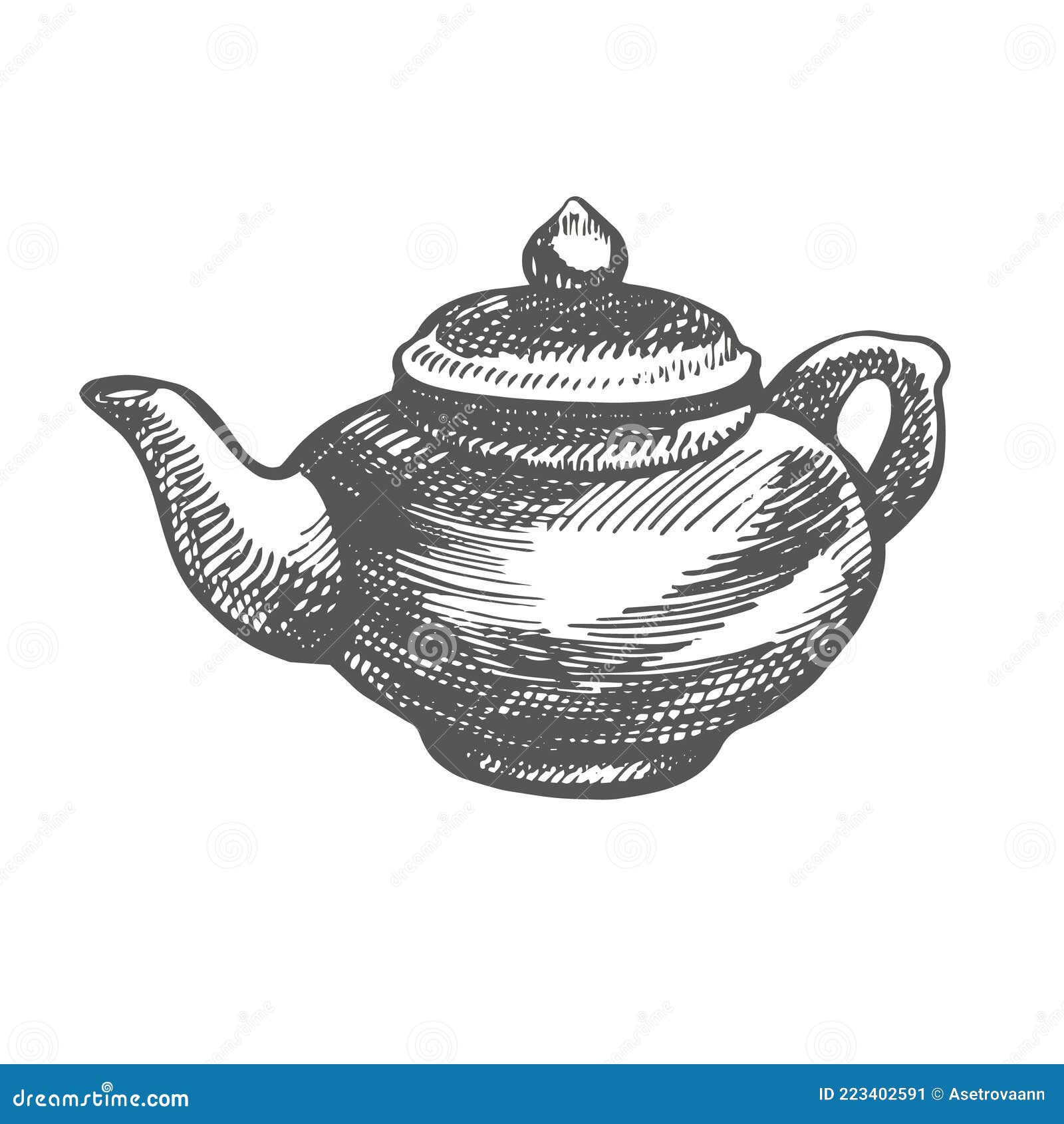 Chinese Traditional Teapod. Graphic Hand-drawn Illustration, Vector ...