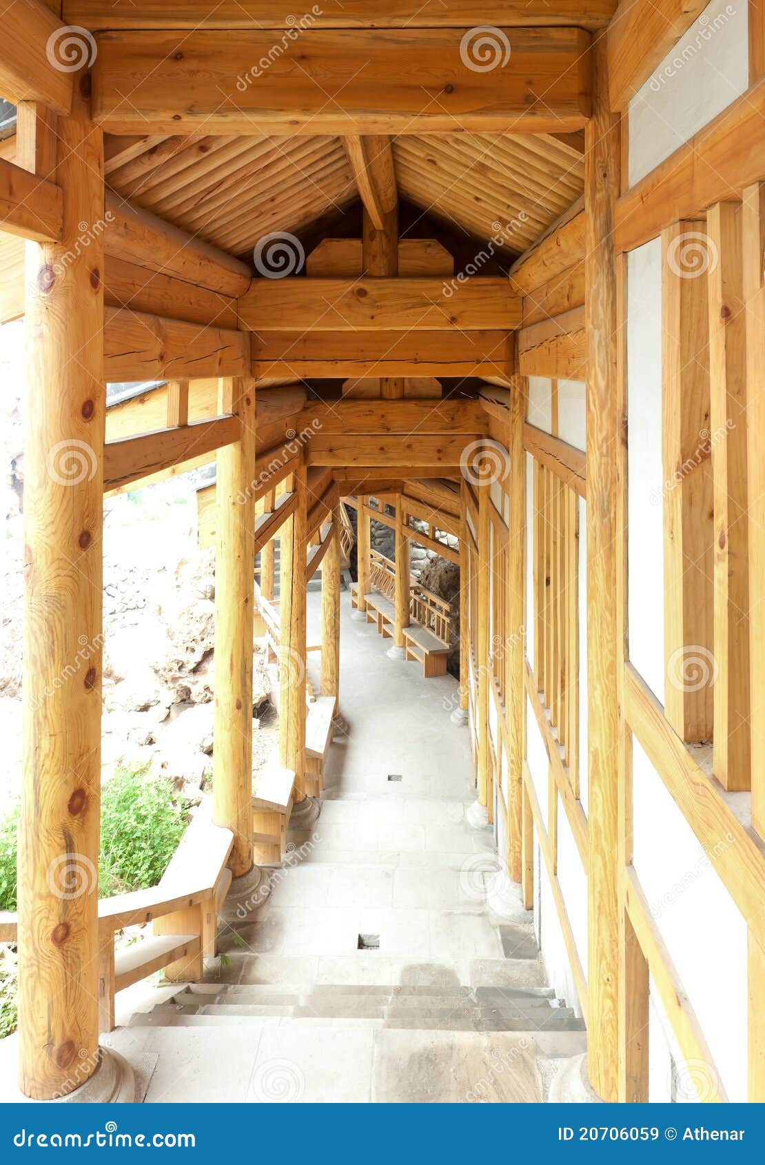 Chinese Traditional Wooden Corridor Stock Image - Image of decoration ...