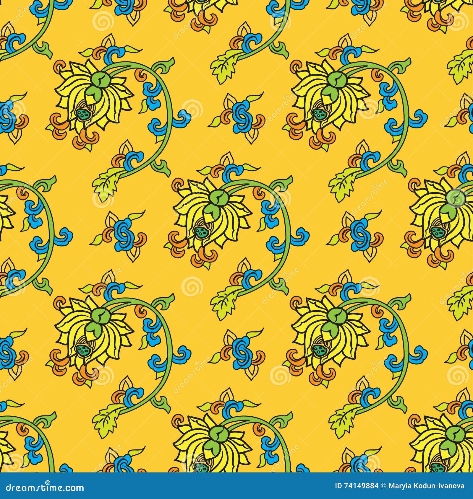 Chinese Traditonal Seamless Pattern with Flowers Stock Vector ...