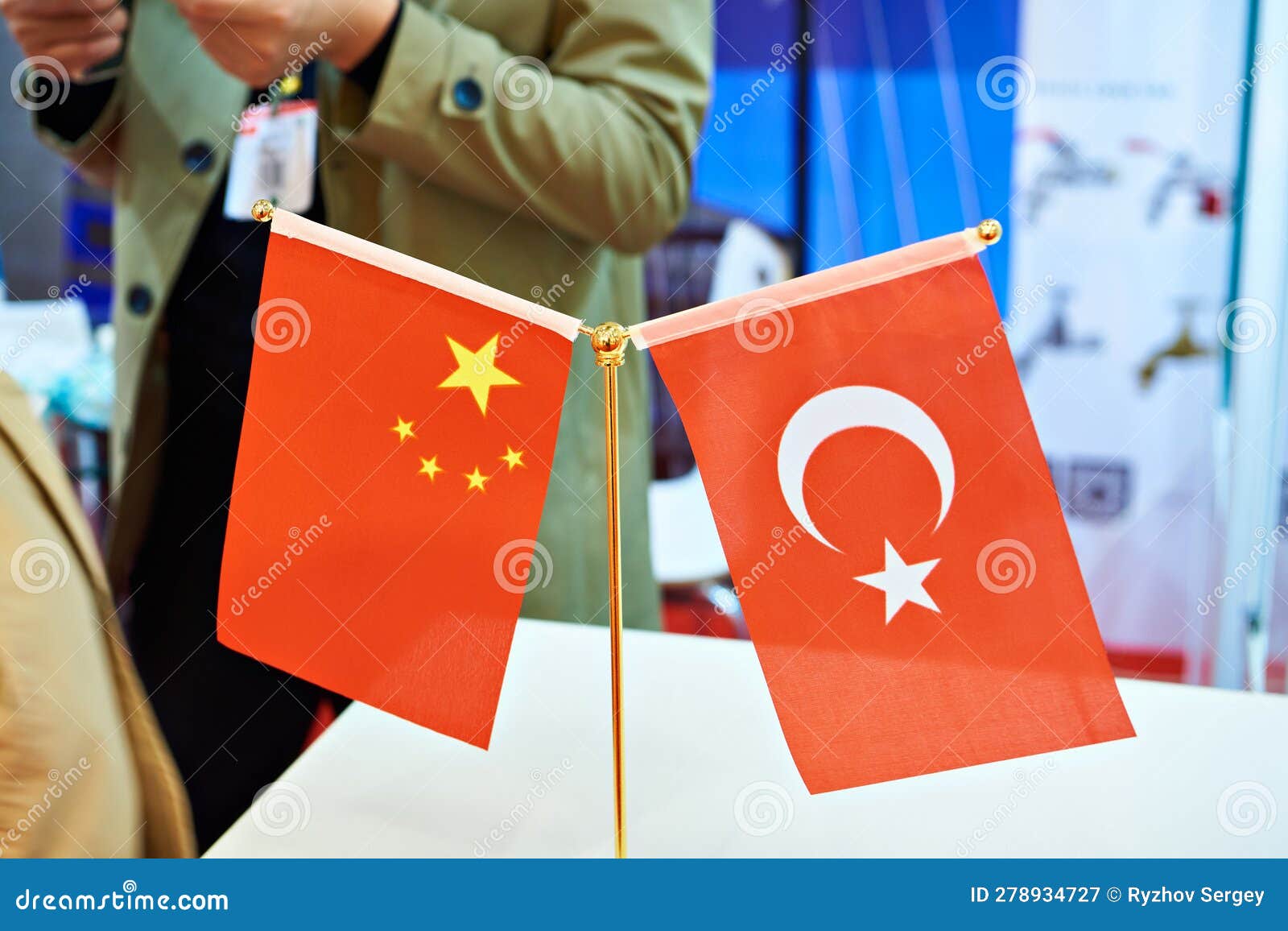 Chinese and Turkish Flags at Business Meeting Stock Image - Image of ...