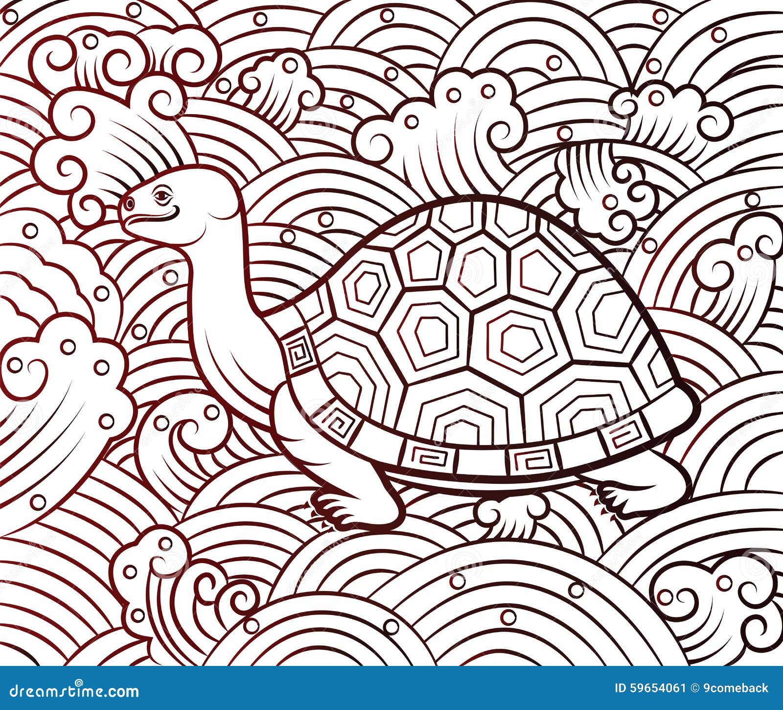 Chinese turtle stock vector. Illustration of chinese - 59654061