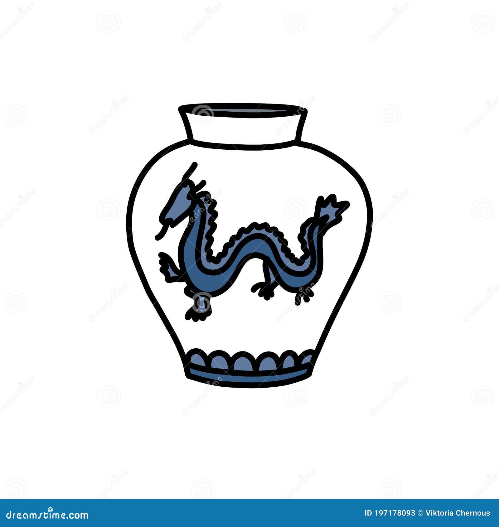 Chinese Vase Doodle Icon, Vector Color Illustration Stock Illustration ...