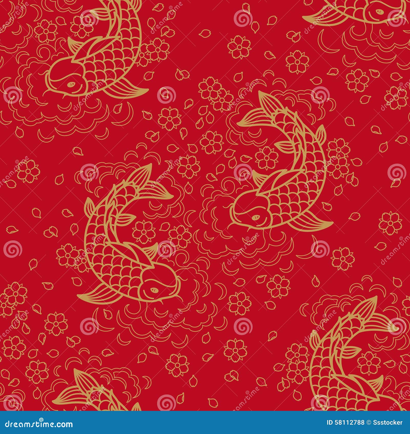 Chinese Vector Seamless Pattern Stock Vector - Illustration of carp ...