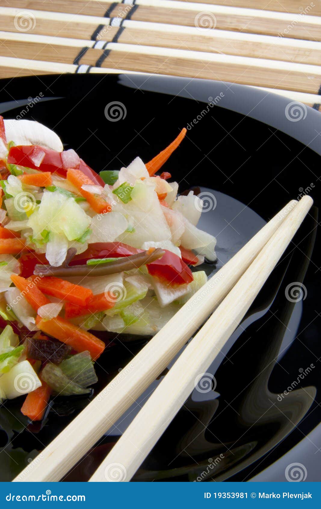 Chinese Vegetable Mix on a Black Plate Stock Image - Image of asian ...