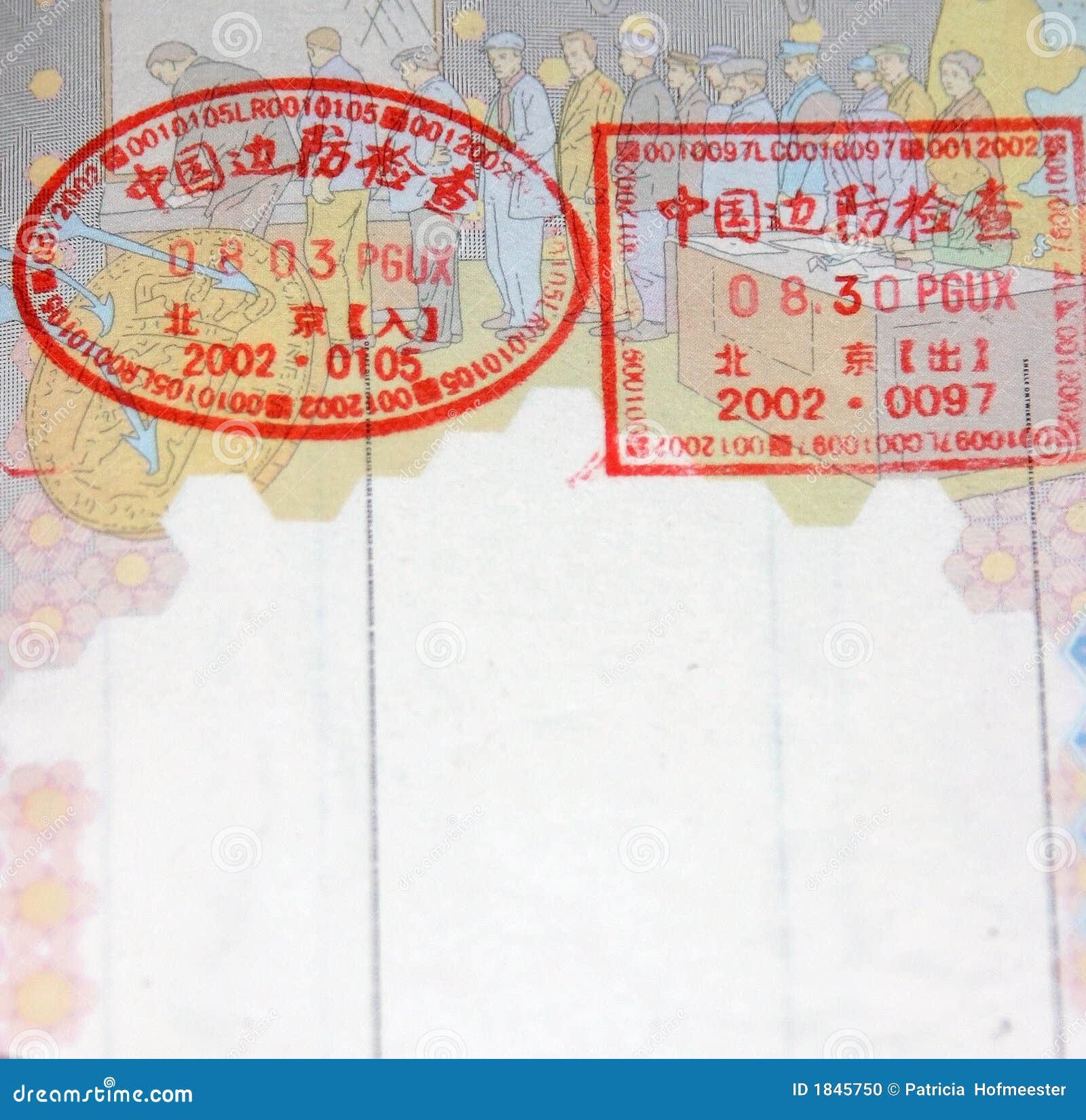 Chinese visa stamps stock photo. Image of china, border - 1845750