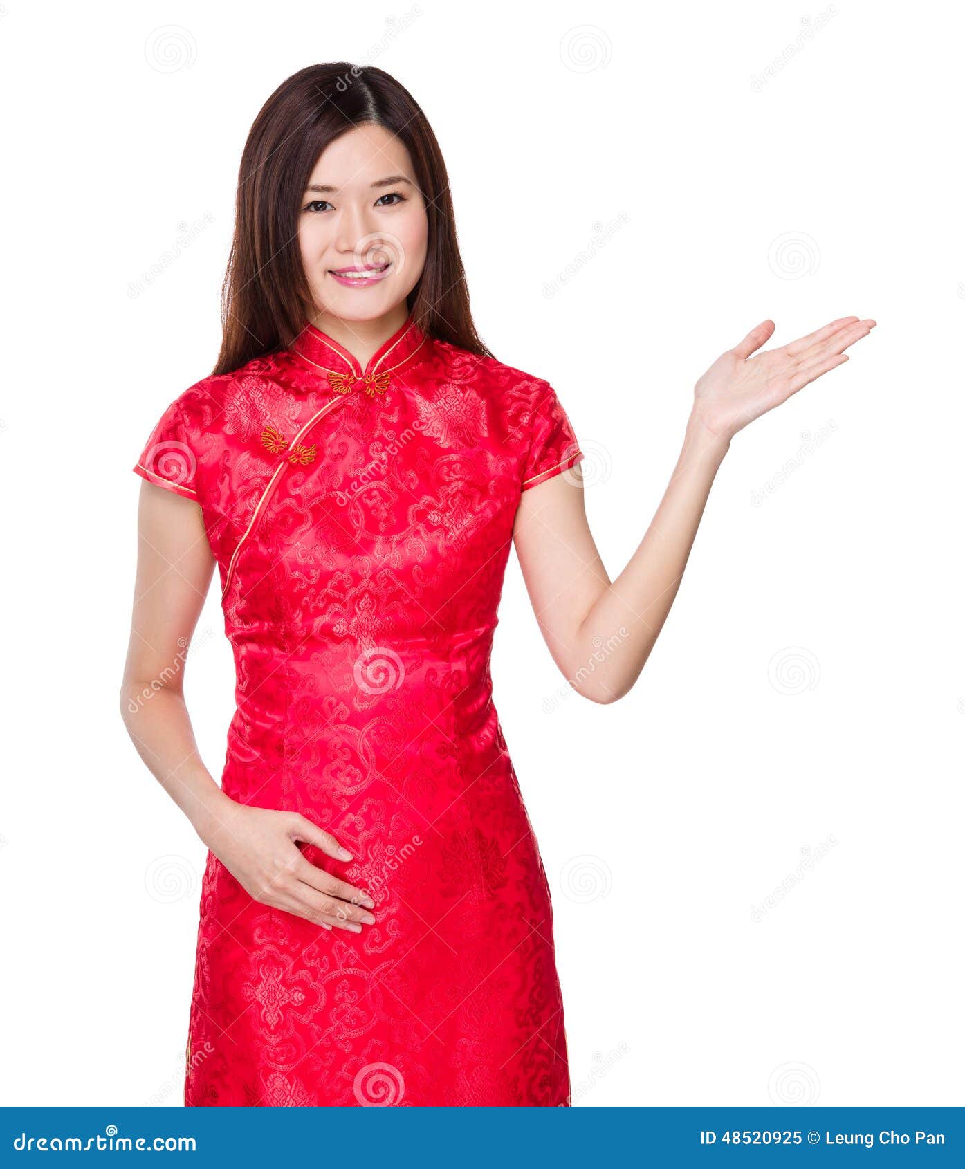 Chinese Vrouw Met Open Handpalm Stock Afbeelding - Image of aziatisch ...