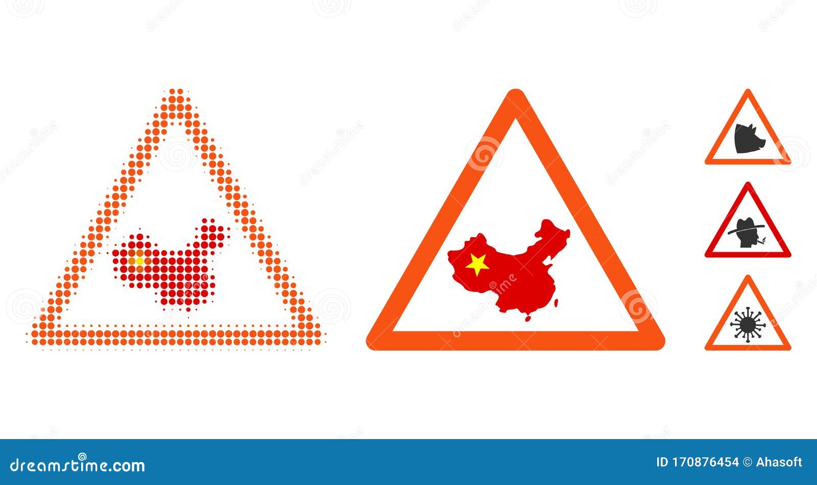Chinese Warning Halftone and Solid Icon Stock Vector - Illustration of ...